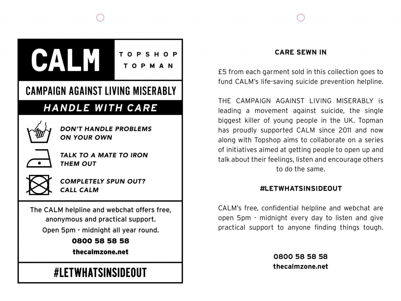 Topshop x CALM campaign promotes World Mental Health Day